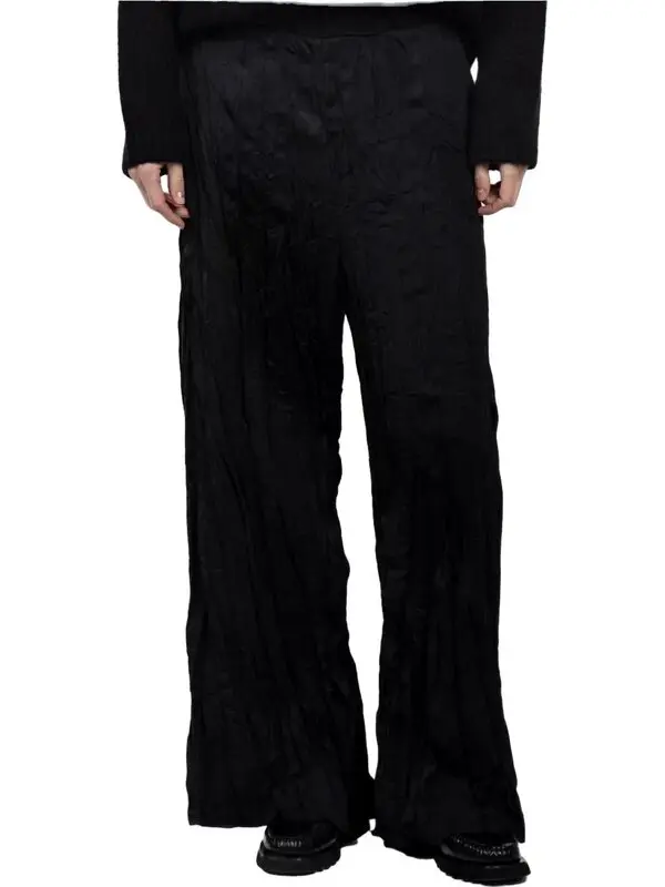 Masnada Crinkled Wide Leg Trousers - Black