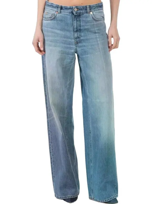 TEURN STUDIOS Whiskering-detail Boyfriend Jeans - Blue
