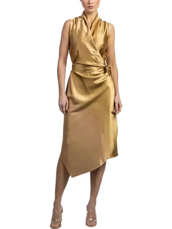 PETER COHEN Victor Wrap Midi Dress - Gold