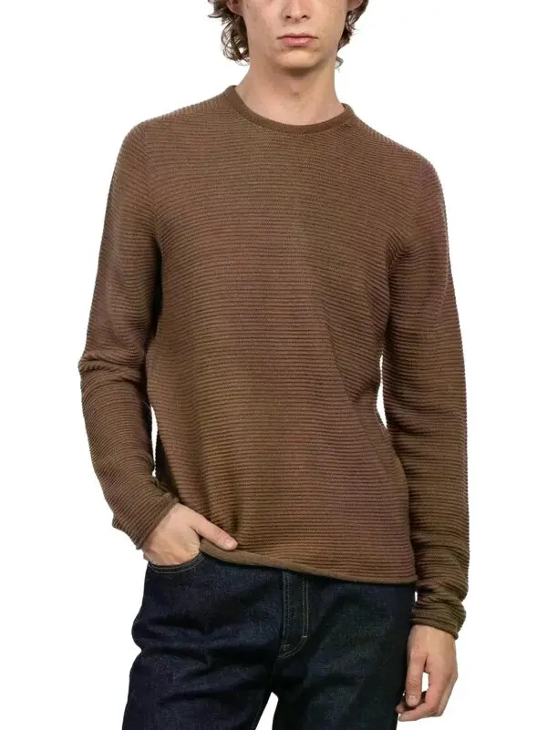 HANNES ROETHER Crew Neck Long Sleeve Sweater - Brown