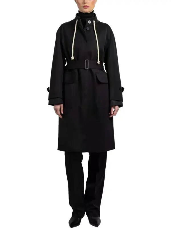 Seafarer Belted Hooded Coat - Black