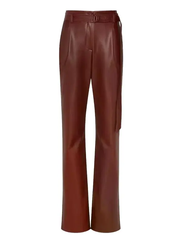 Lapointe Belted Leather Trousers - Brown