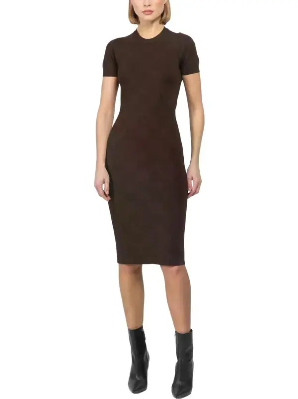 HIGH SPORT Seam Detail Midi Dress - Brown