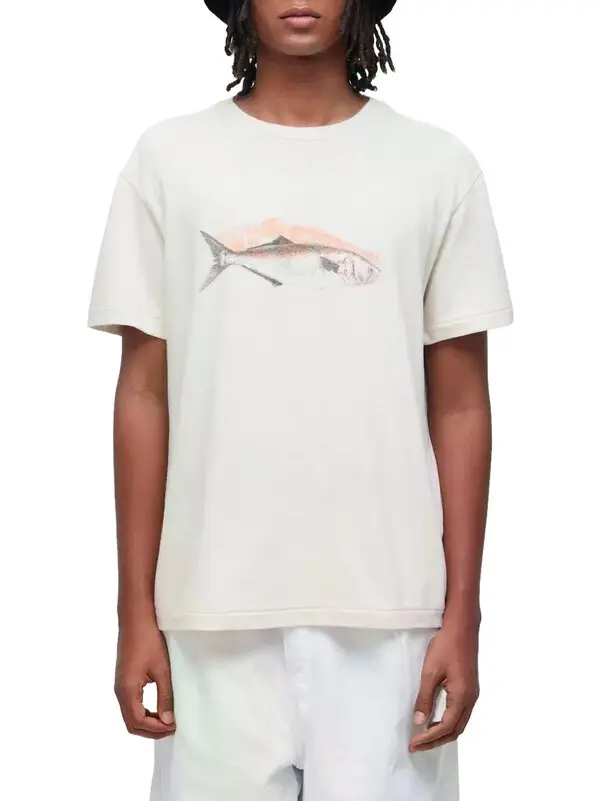 OSKLEN Anchova Fish-print Linen T-shirt - 51