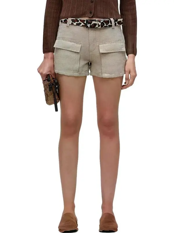 OSKLEN Cargo Pocket Linen Mini Shorts - Neutrals