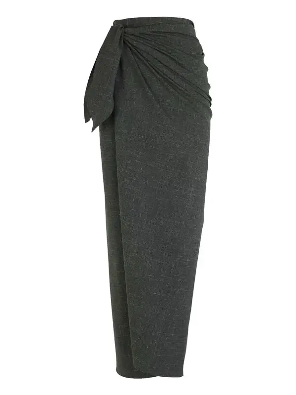 CORTANA Jacquard Tie Waist Maxi Skirt - Green