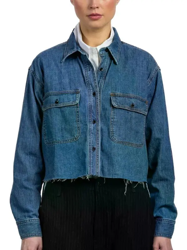 ASKK NY Crosby Houndstooth Paneled Shirt - Blue