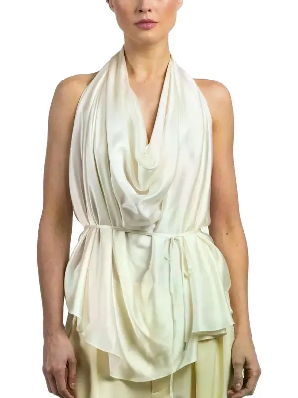 Wardrobe.NYC Halter Satin Blouse - Neutrals