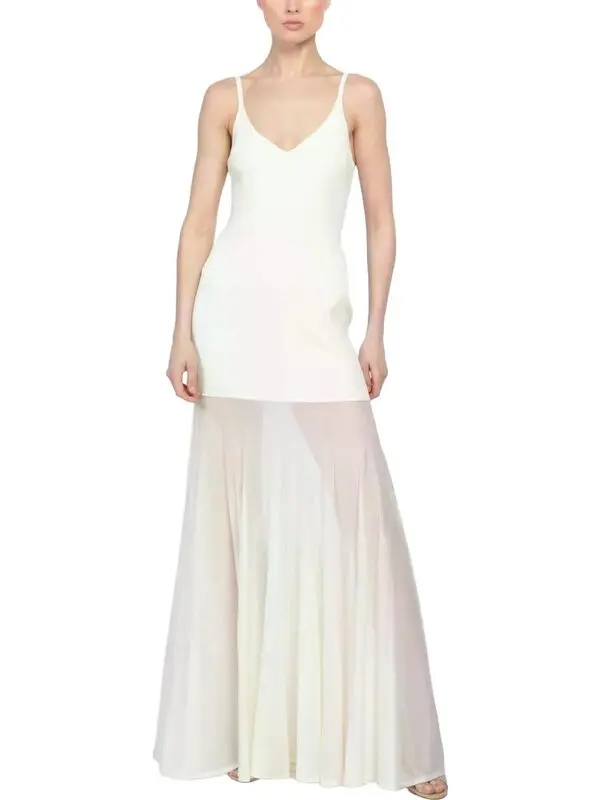 Brandon Maxwell V-neck Maxi Dress - Neutrals