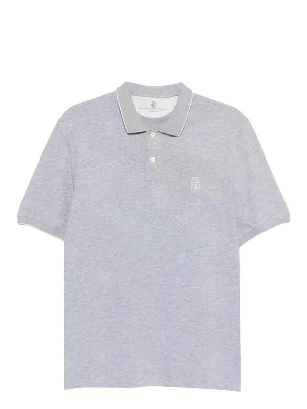 Brunello Cucinelli Piped Logo-embroidered Polo Shirt - Grey