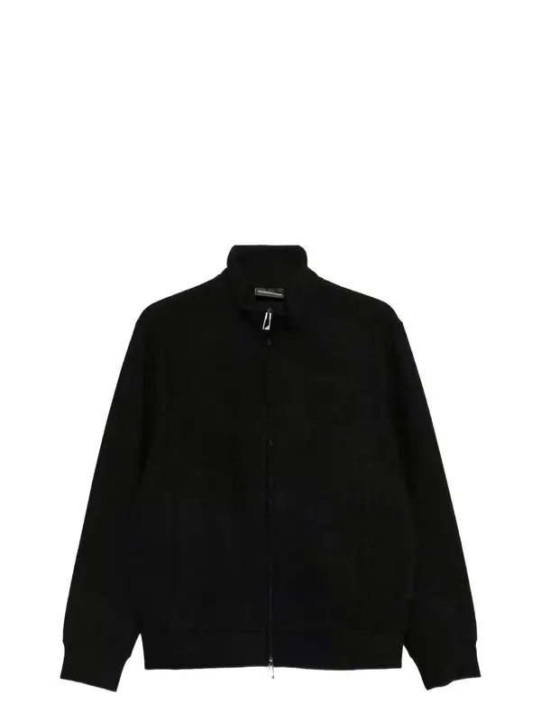 Emporio Armani Textured Zip-up Sweatshirt - Black