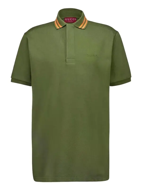 Gucci Striped-collar Polo Shirt - Green