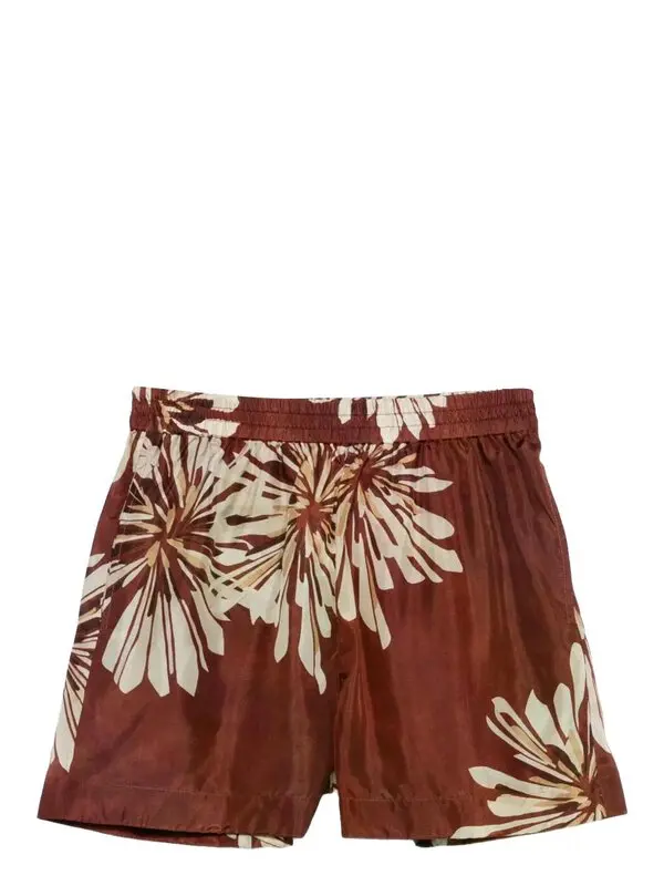 Brunello Cucinelli Floral Silk Shorts - Brown