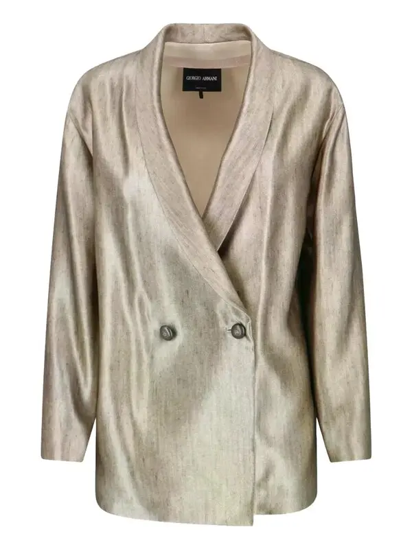 Giorgio Armani Double-breasted Silk Blazer - Neutrals