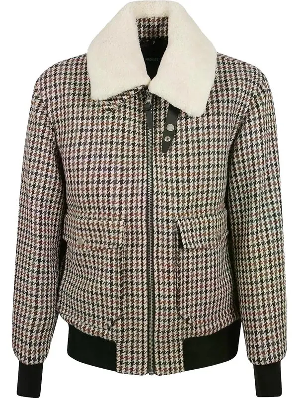 Mackage Checked Pocketed Bomber Jacket - Neutrals
