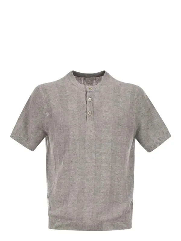 Brunello Cucinelli Ribbed-collar Polo Shirt - Grey