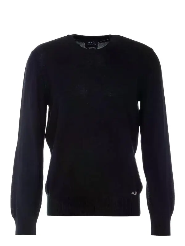 A.p.c. Embroidered Logo Crew-neck Sweater - Black
