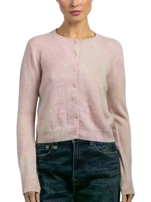 Autumn Cashmere Crew-neck Cardigan - Pink