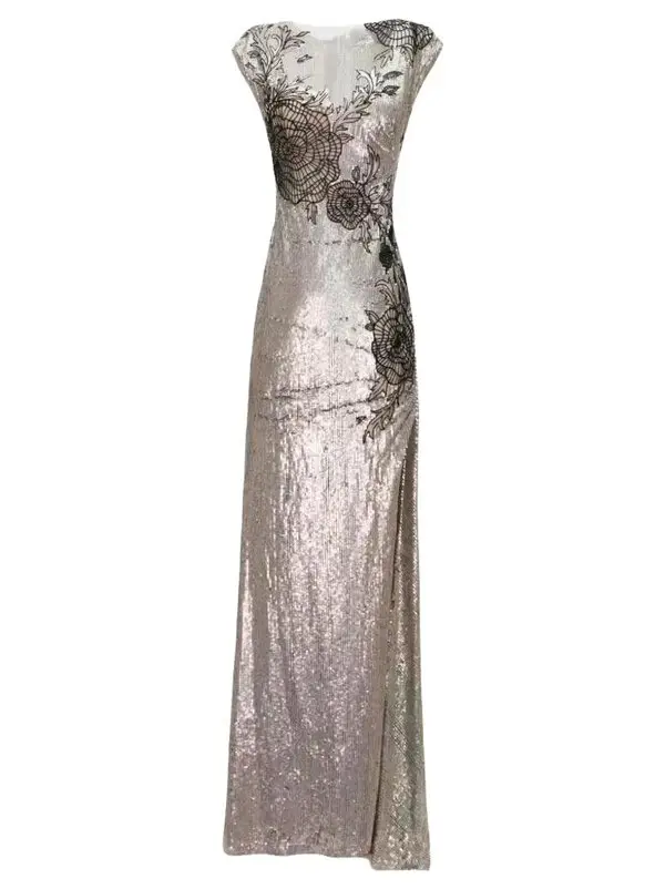 GEMY MAALOUF Embroidered Maxi Dress - Grey