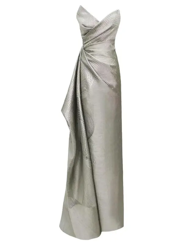 GEMY MAALOUF Asymmetrical Neckline Maxi Dress - Grey