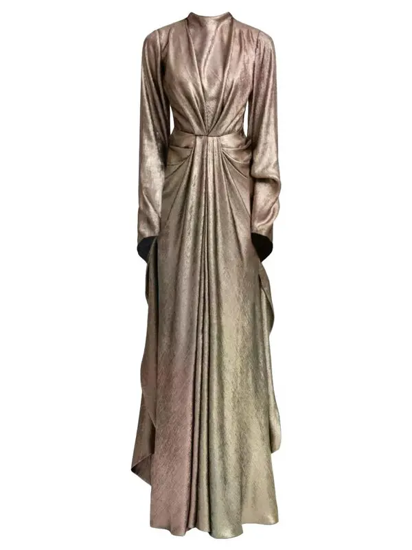 GEMY MAALOUF Draped Maxi Dress - Gold