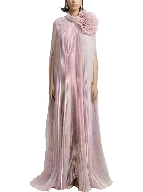 GEMY MAALOUF Draped Flower Maxi Dress - Pink