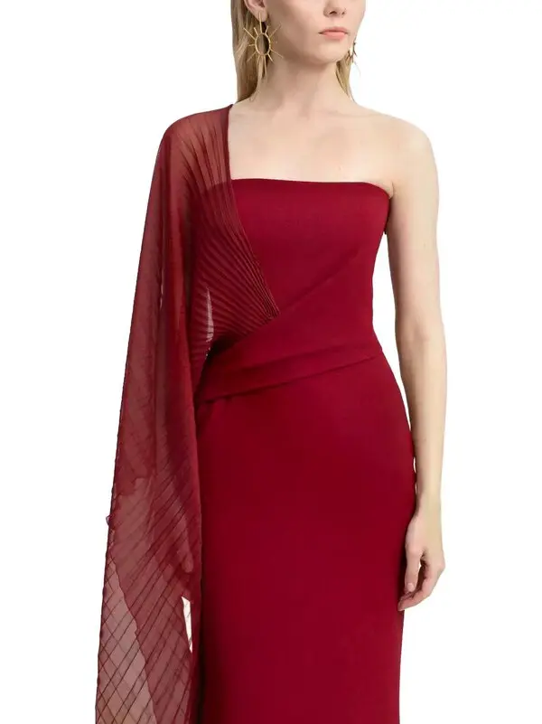 GEMY MAALOUF Asymmetrical Draped Maxi Dress - Red
