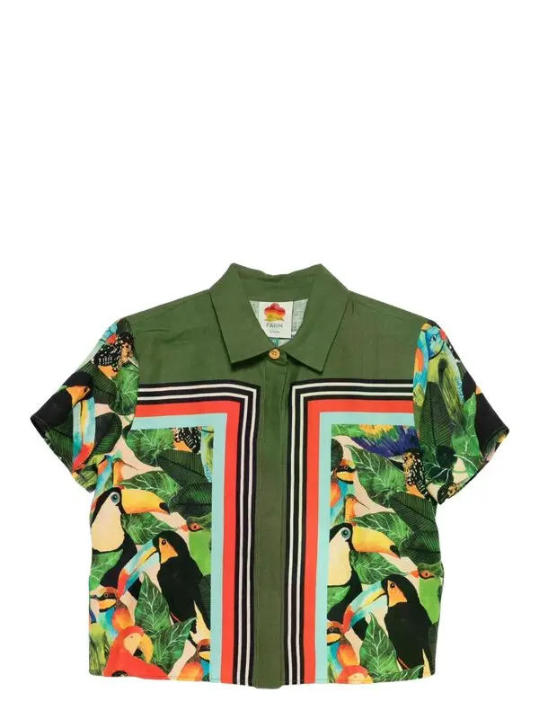 Farm Rio Toucan-print Short-sleeve Shirt - Green