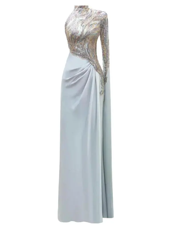 GEMY MAALOUF Asymmetric Draped Maxi Dress - Grey