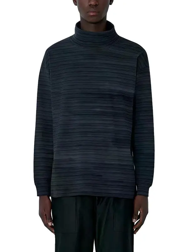 Comme Des Garçons Striped Turtleneck Sweatshirt - Grey