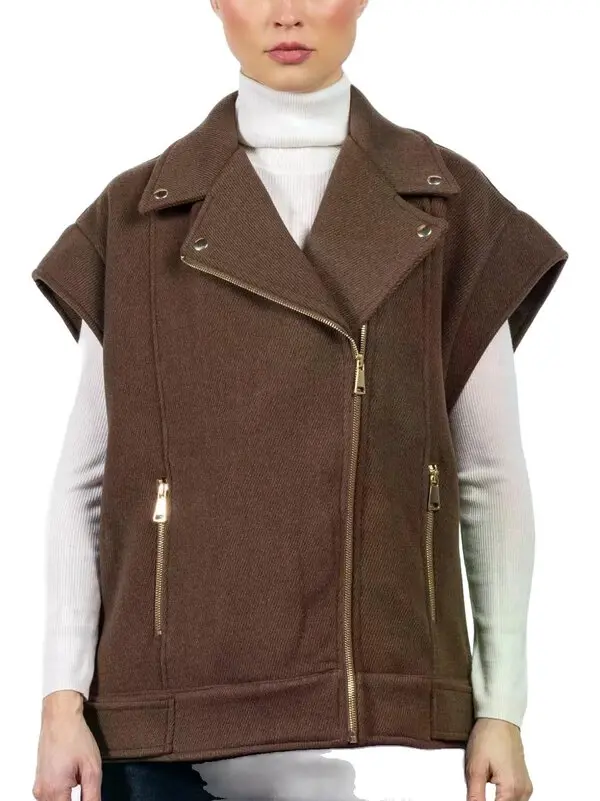 TENSIONE IN Zip Biker Gilet - Brown