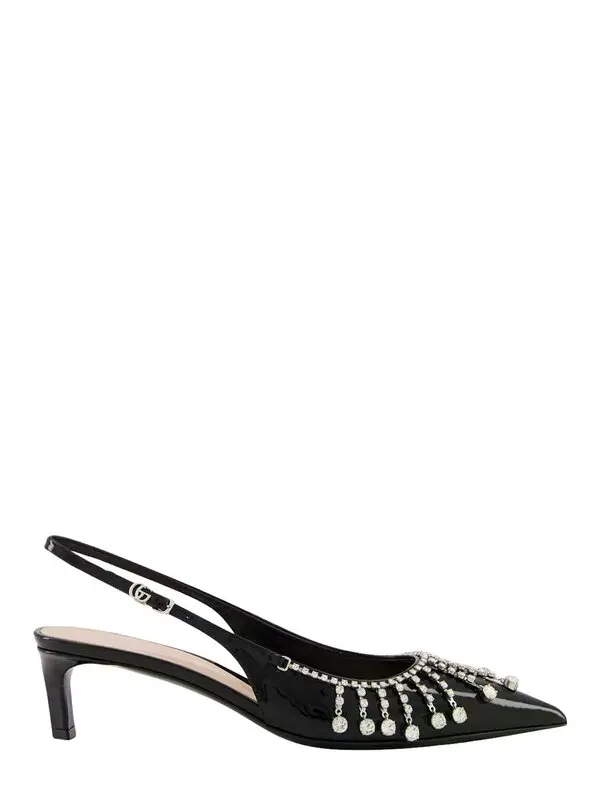 Gucci 45mm Guinevere Chain Detail Pumps - Black
