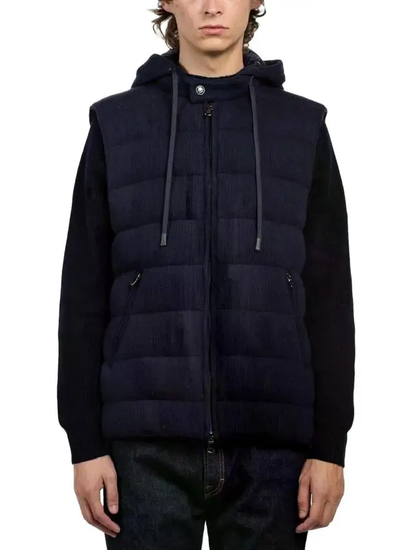 FRADI Hooded Zipped Vest - Blue