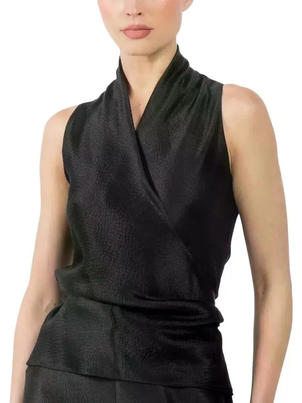 PETER COHEN Wrap-design Sleeveless Blouse - Black