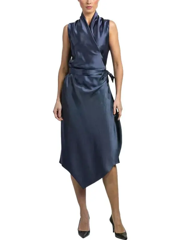 PETER COHEN Victor Tie-waist Wrap Midi Dress - Blue