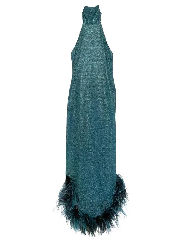 Oseree Lumière Plumage Halterneck Dress - Blue