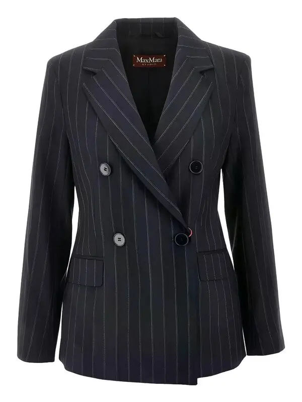 Max Mara Pinstripe Double-breasted Blazer - Blue