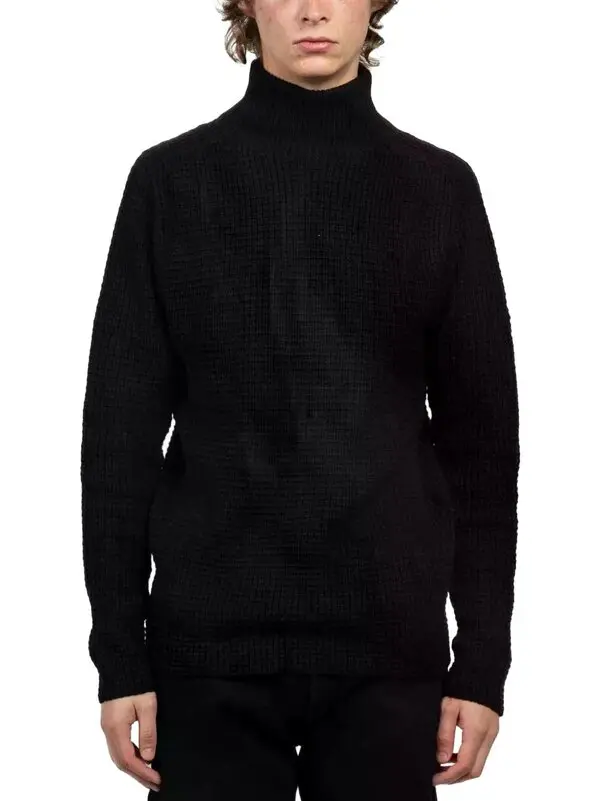 HANNES ROETHER Turtleneck Textured Sweater - Black