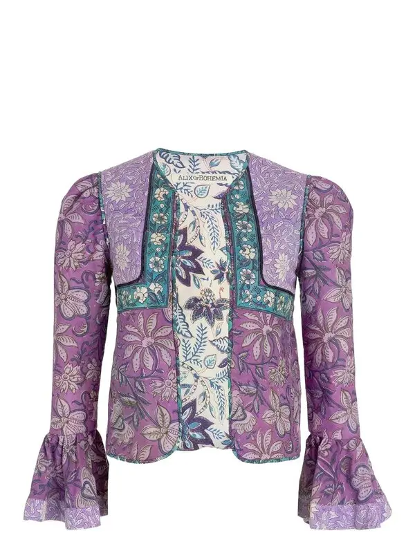 Alix Of Bohemia Floral Cropped Jacket - Purple