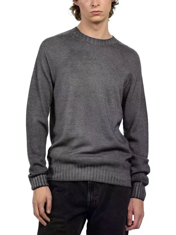 FRADI Ribbed Crew-neck Sweater - Grey