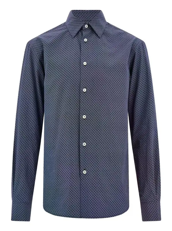 FERRAGAMO Monogram Poplin Shirt - Blue