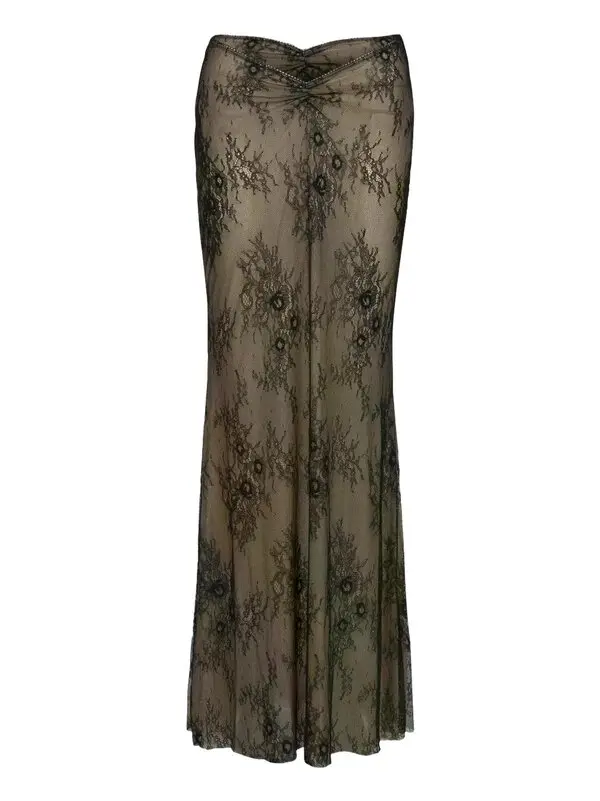 BANANHOT Balena Lace Maxi Straight Skirt - Black