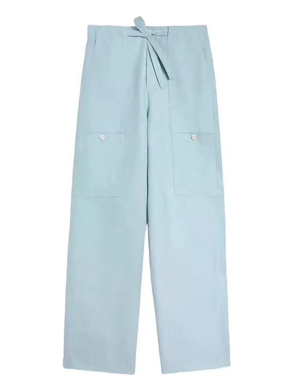 JIL SANDER Drawstring Cargo Linen Trousers - Blue