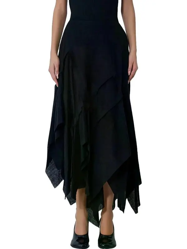 LIMI FEU Gauzed Draped Midi Skirt - Black