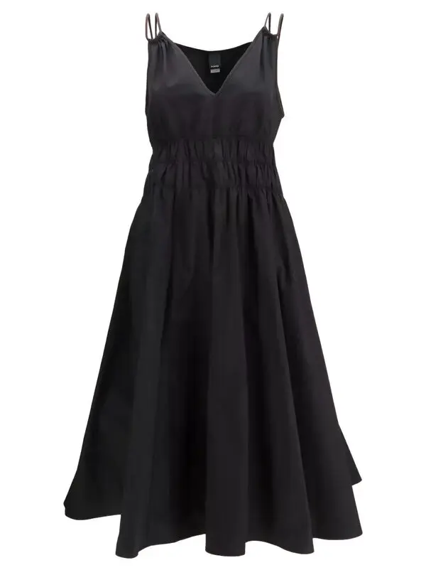Pinko Amie V-neck Ruched Midi Dress - Black
