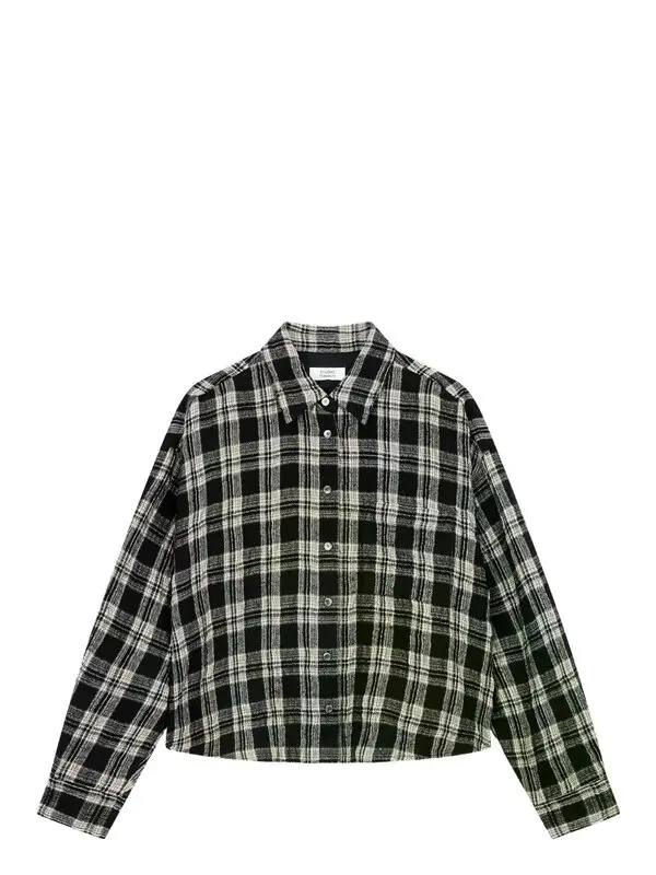 STUDIO TOMBOY Elasticated Hem Checkered Shirt - Black