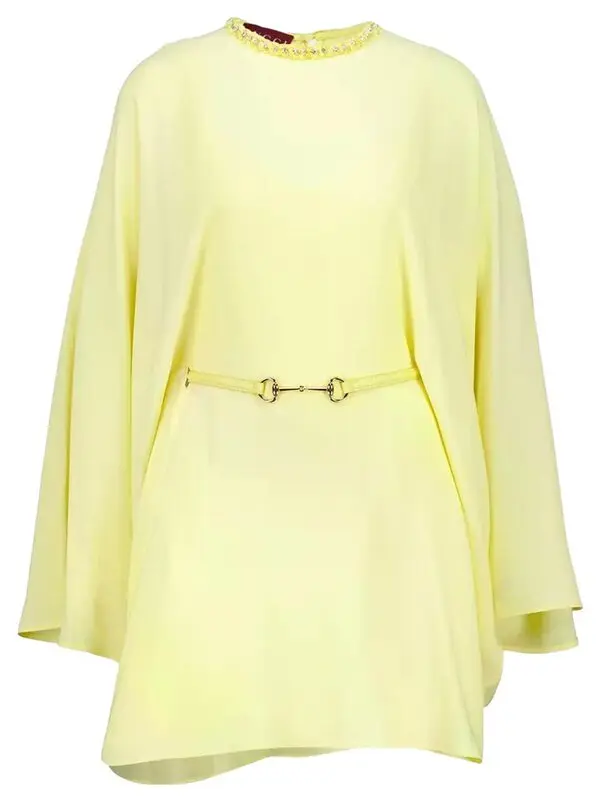 Gucci Embellished-neckline Mini Dress - Yellow