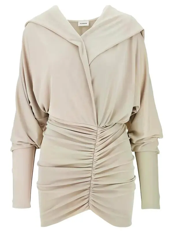 Andamane Grace Hooded Ruched Mini Dress - Neutrals