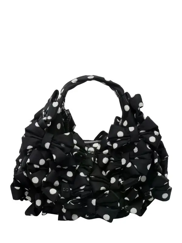 GANNI Mini Bow Polka Dot Clutch Bag - Black