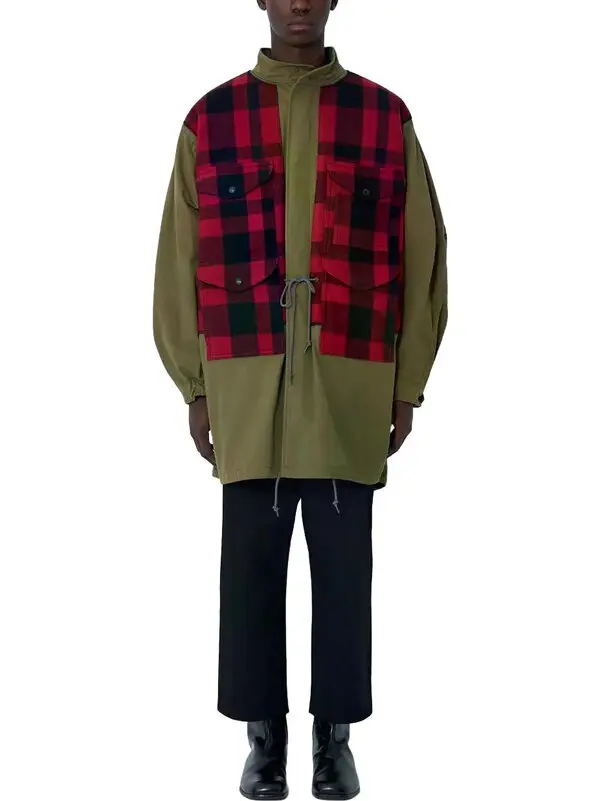 Junya Watanabe Check-panel Tailored Coat - Green